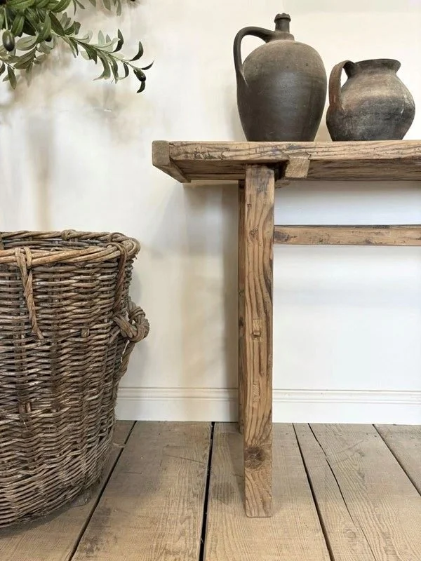 Antique Primitive Elm Console Table — Vintage Boathouse