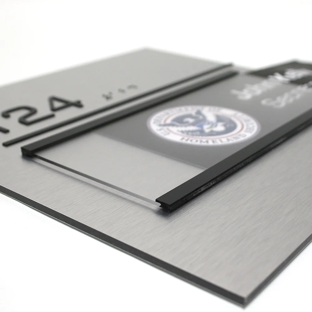 Brushed Aluminum ADA Room Name Sign — CustomADAsign.com