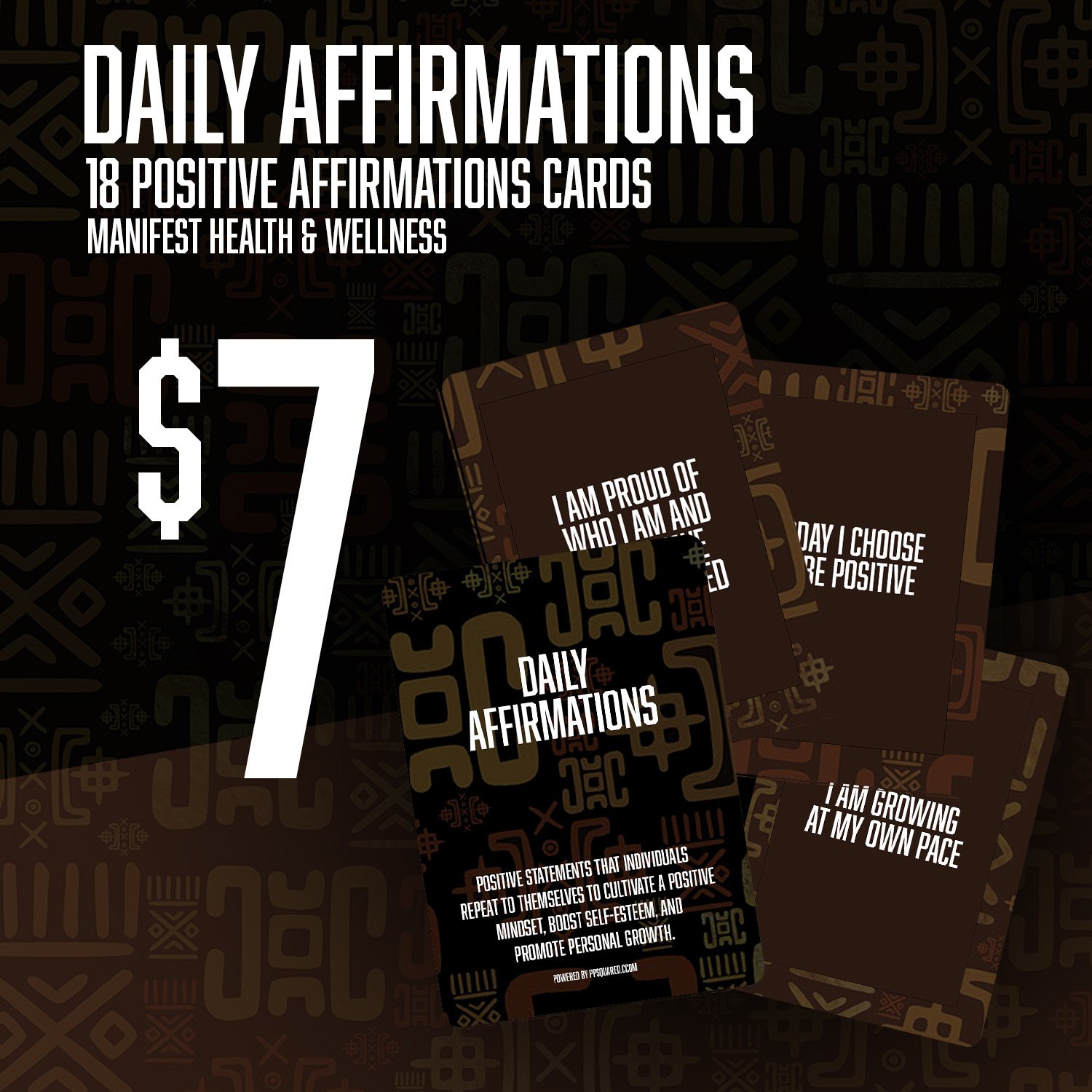 18 Positive Daily Affirmations Cards Brown — PpSquared Production