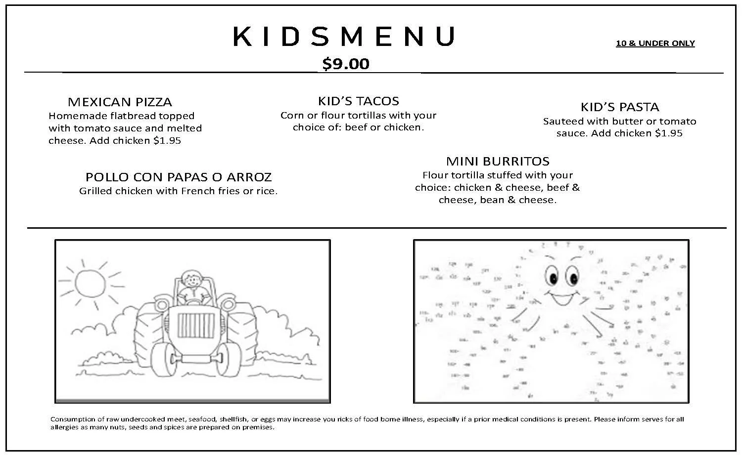 Kids Menu — Los Sarapes