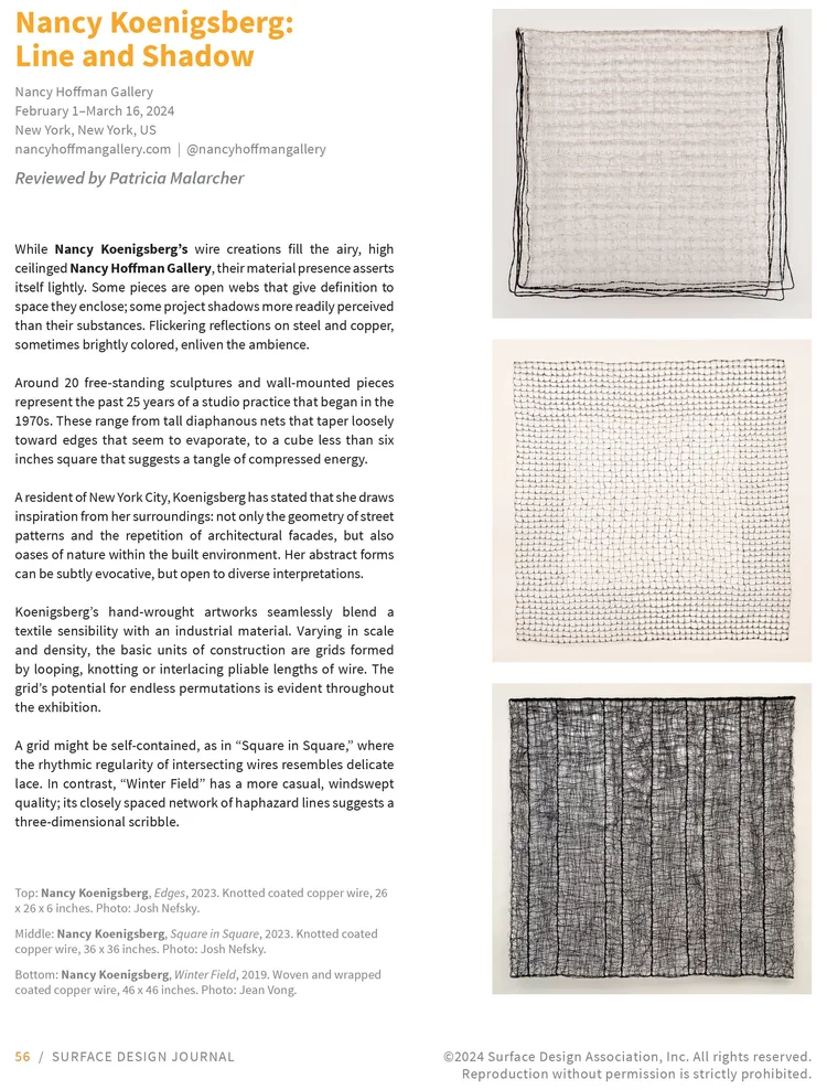 Nancy Koenigsberg 2024 Exhibition — Nancy Hoffman Gallery
