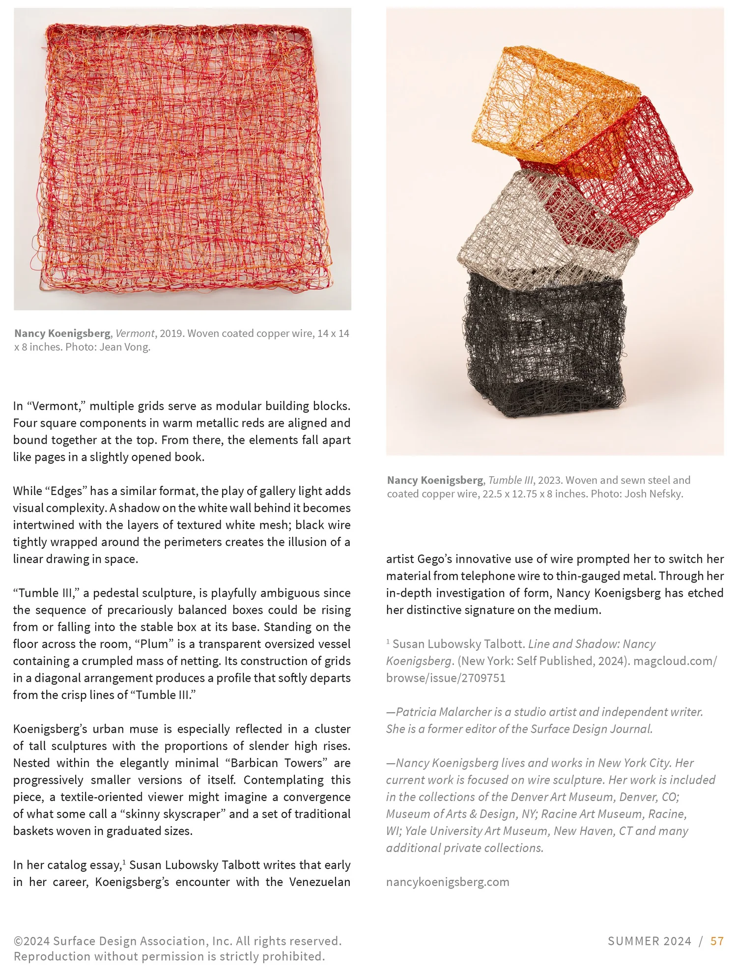 Nancy Koenigsberg 2024 Exhibition — Nancy Hoffman Gallery