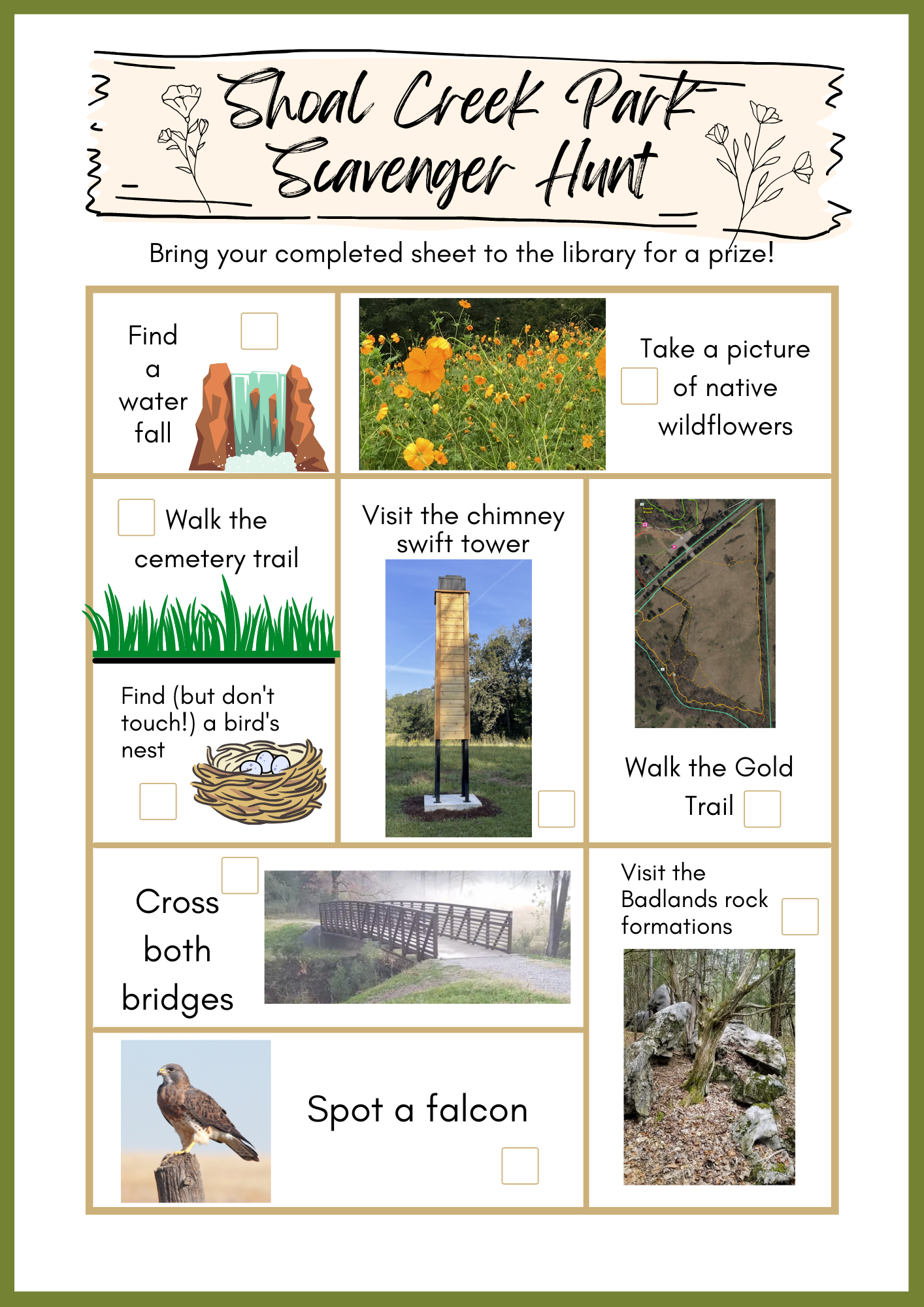 Shoal Creek Park Scavenger Hunt — Parnell Memorial Library