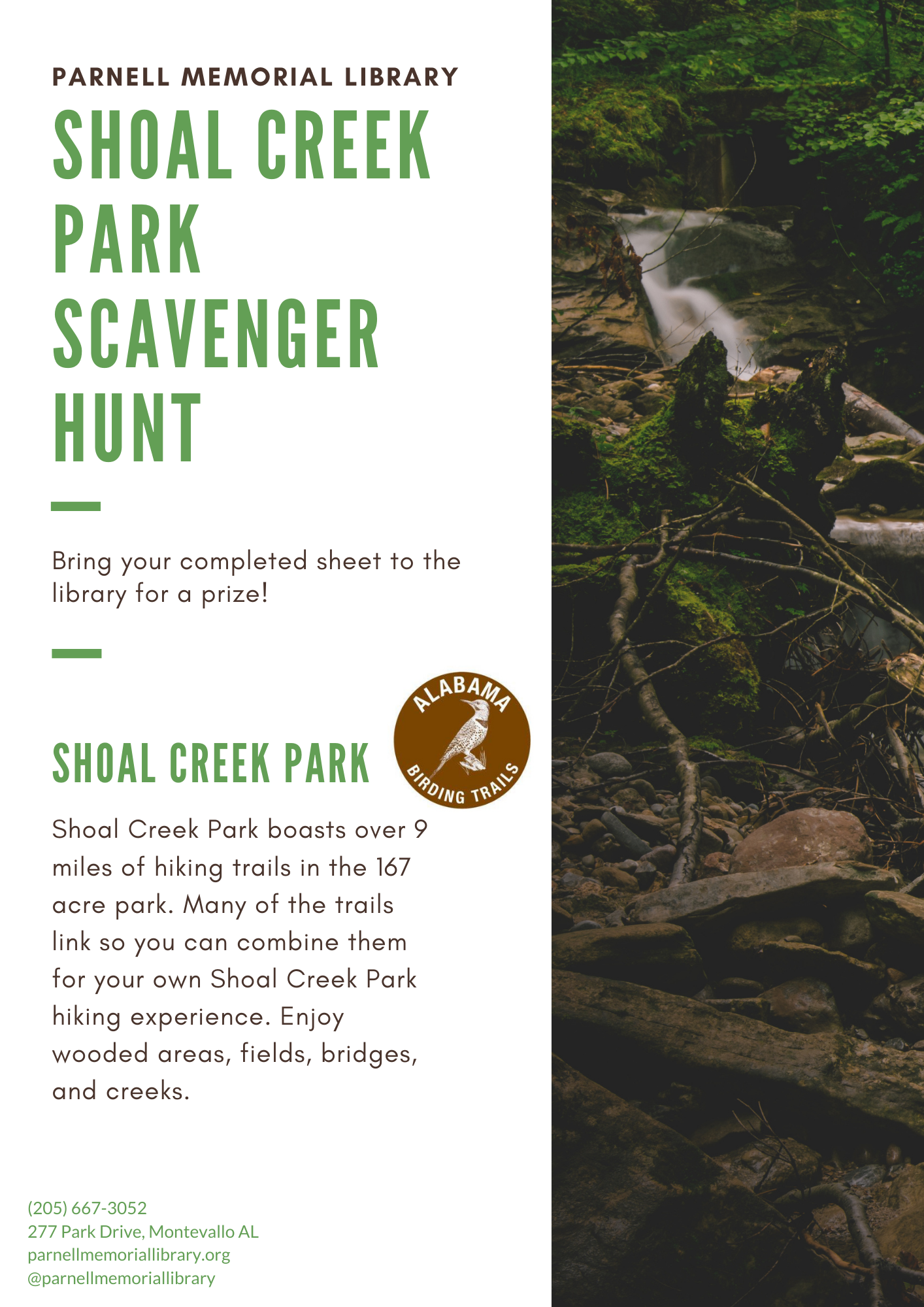 Shoal Creek Park Scavenger Hunt — Parnell Memorial Library