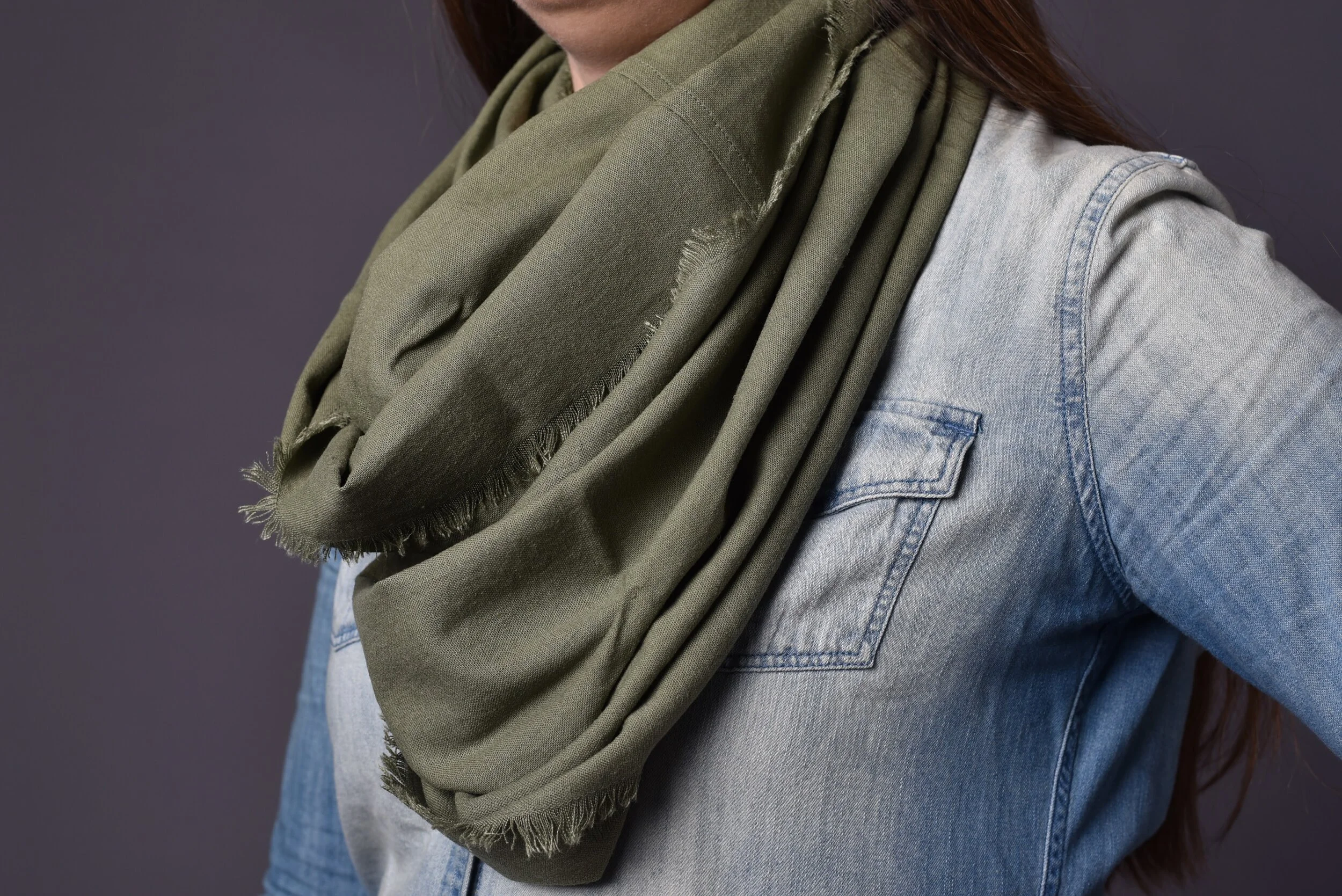 Olive Green Linen Infinity Scarf — Maegan Jeanette