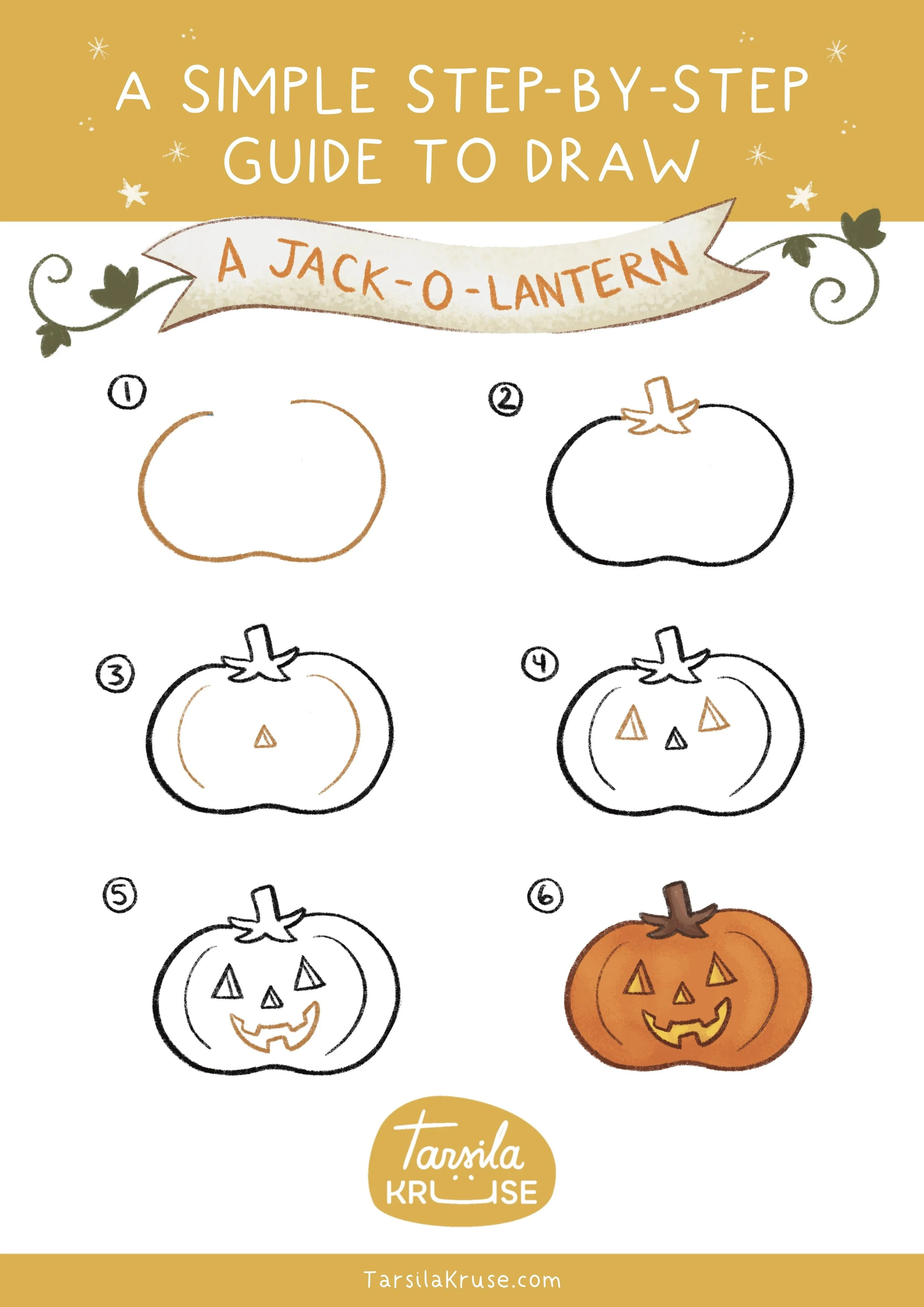Learn to Draw a Jack-O-Lantern (or Halloween Pumpkin!) — Tarsila Krüse ...