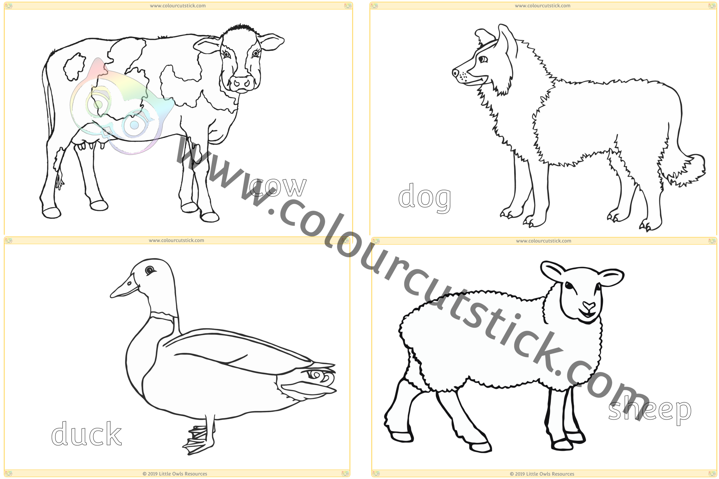 FREE Farm Animals Young Colouring Coloring Pack For Children Kids 