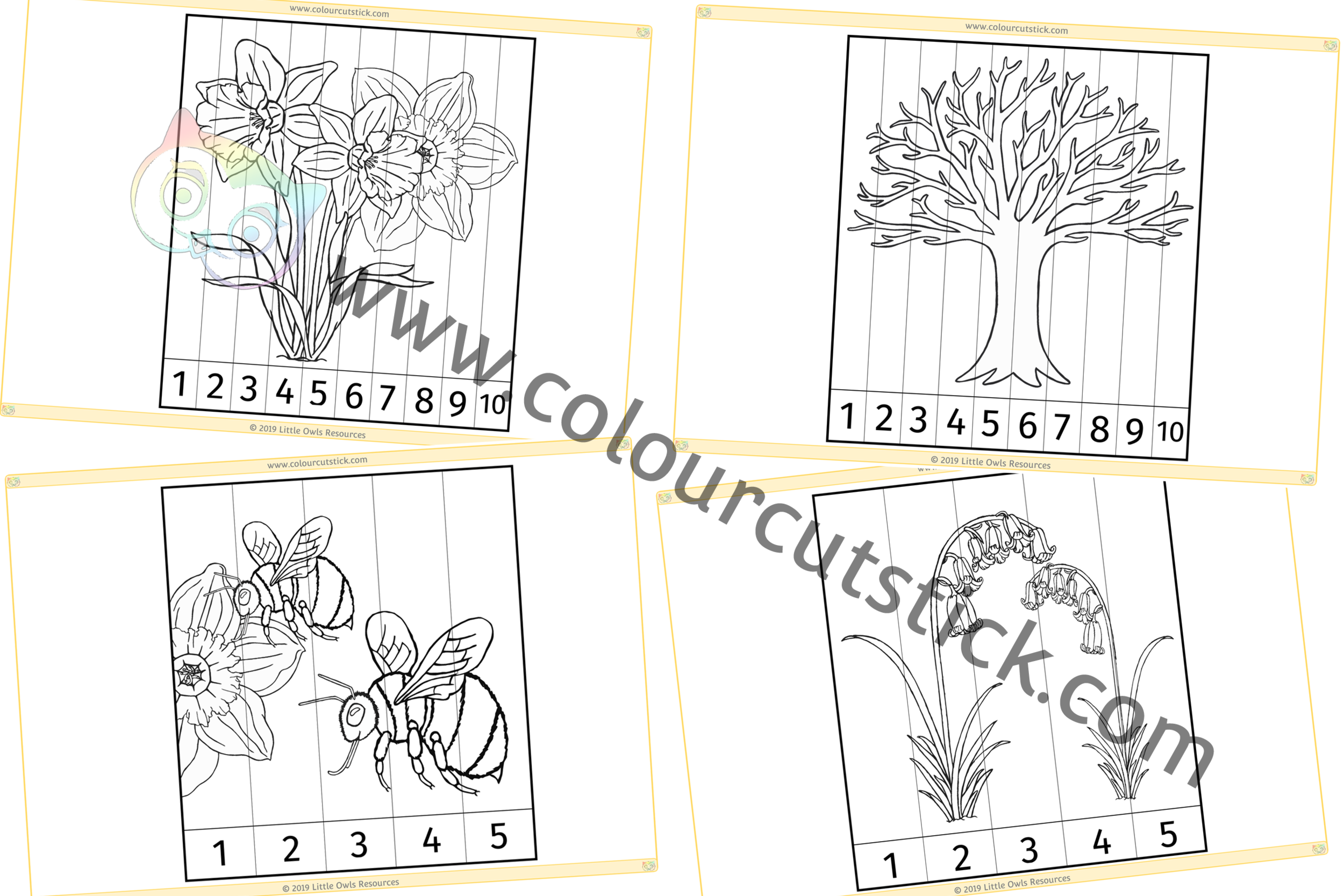 FREE Spring Number Slice Puzzles - Colouring/Coloring - for children ...