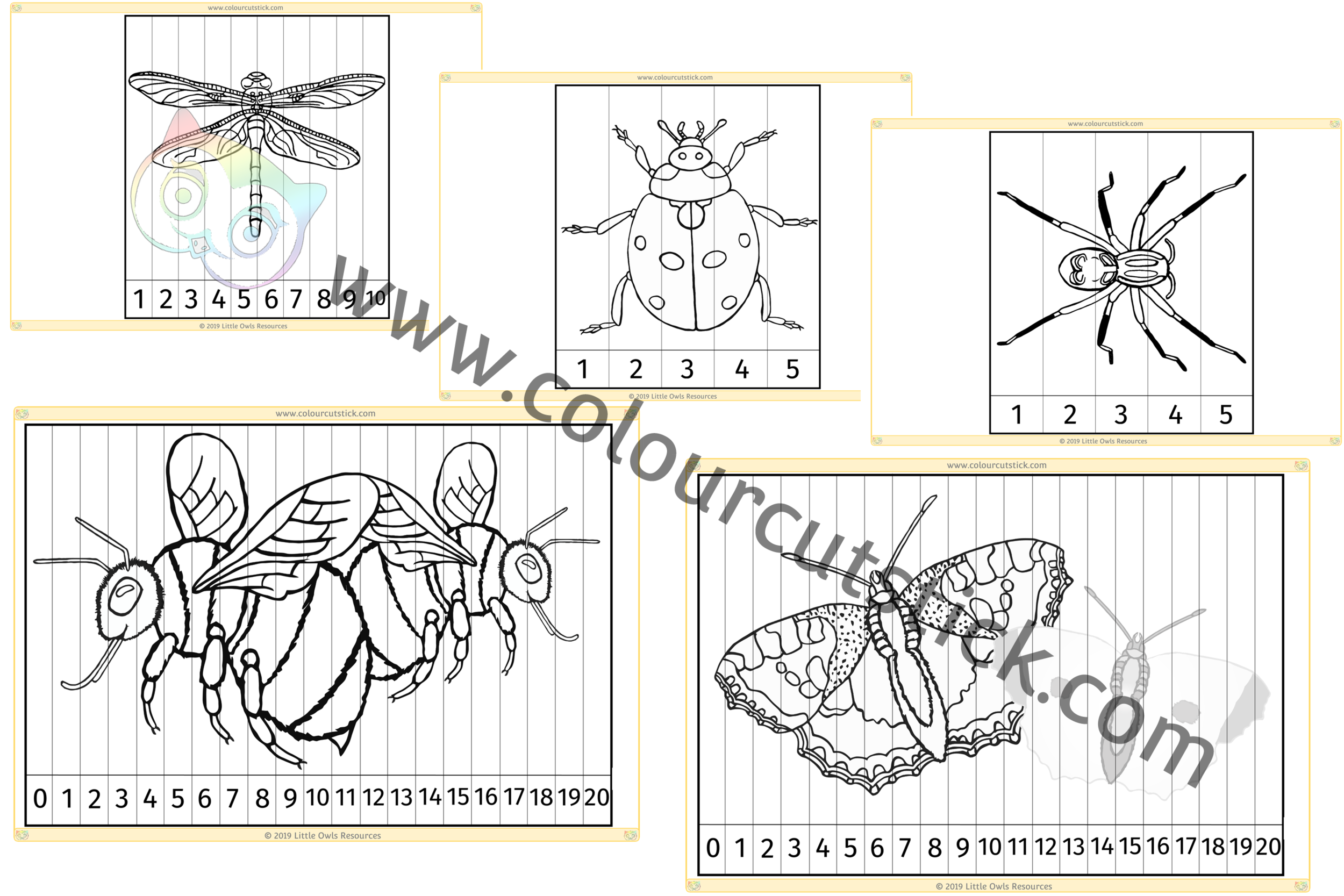 FREE Minibeasts Number Slice Puzzles - Colouring Pack - for children ...