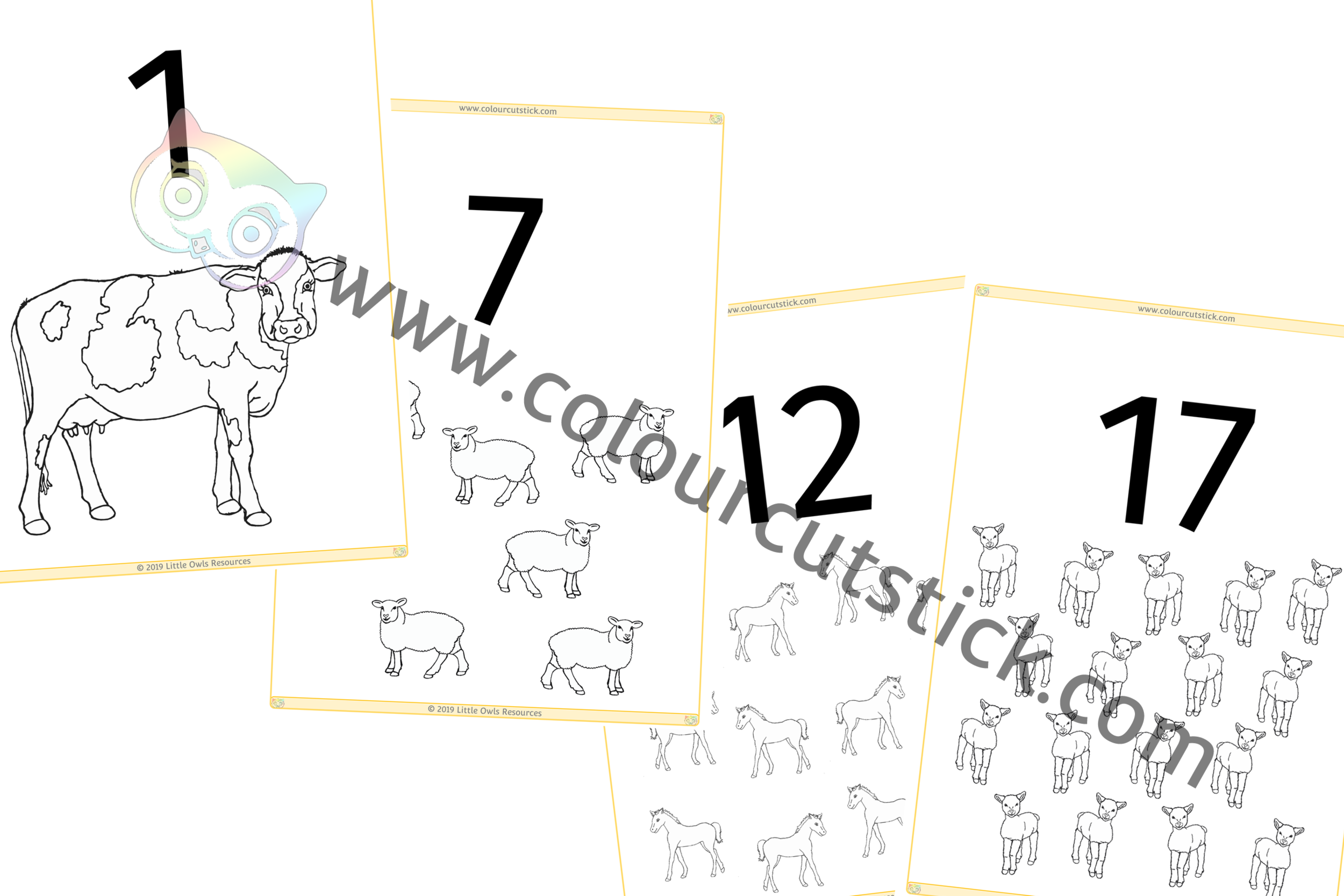 FREE Farm Animals Colour & Count 1-20 Pack - for children, kids ...