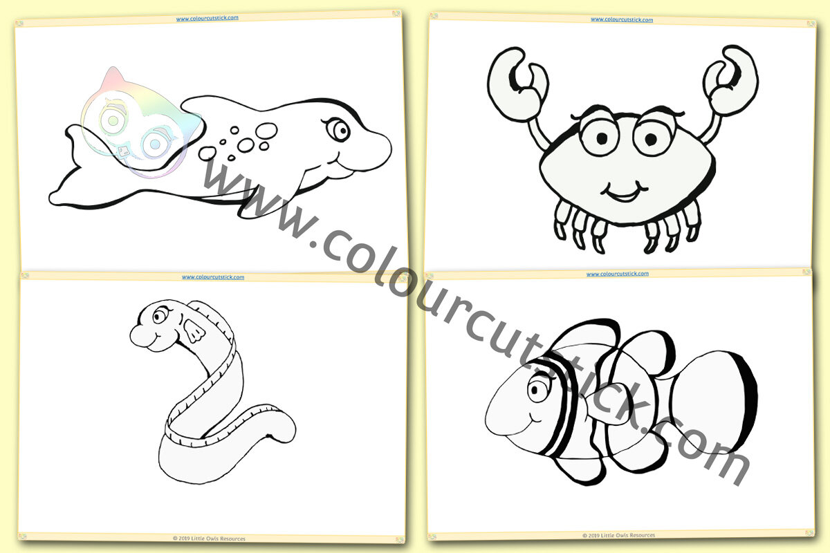 FREE Sea Animals Colouring/Coloring Pack (Cartoon) - for children, kids ...