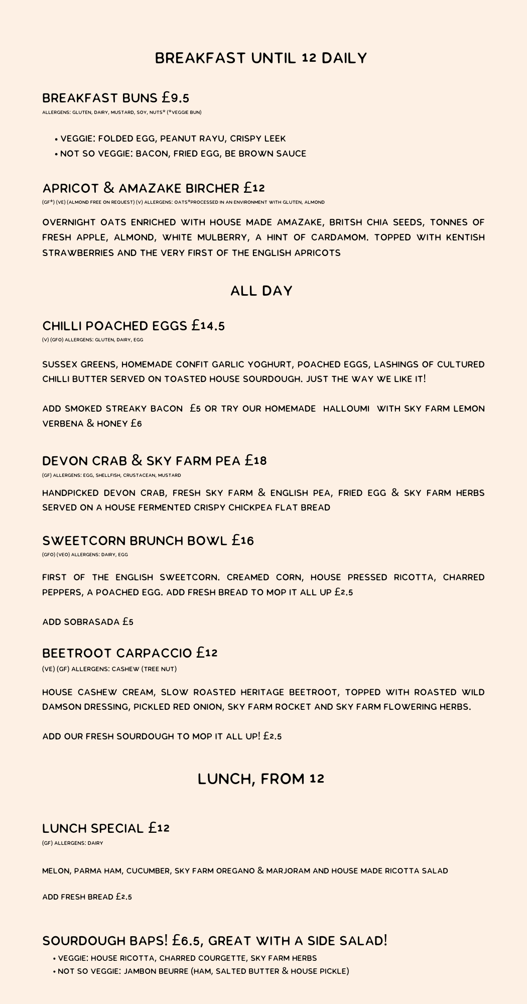 dalston menu — Brunswick East