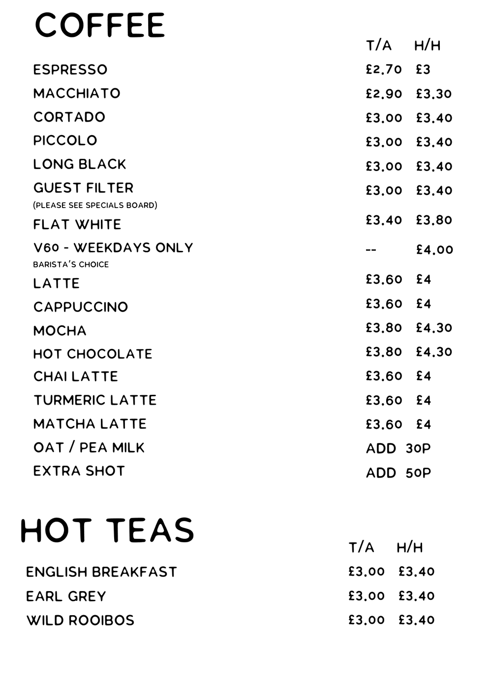 dalston menu — Brunswick East