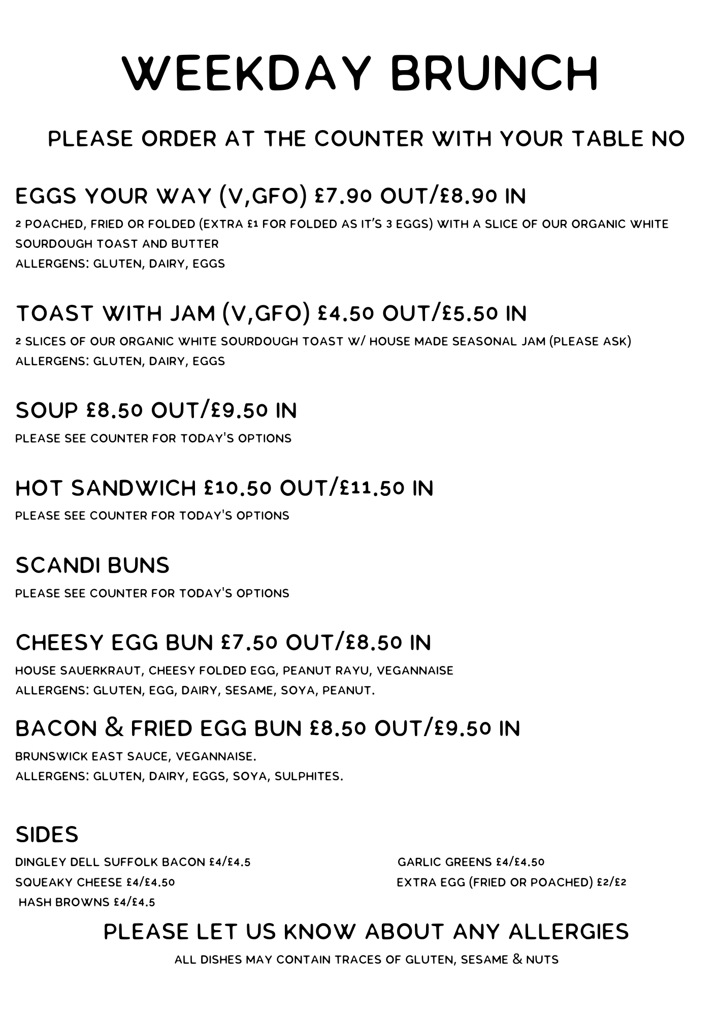 bakehouse menu — Brunswick East