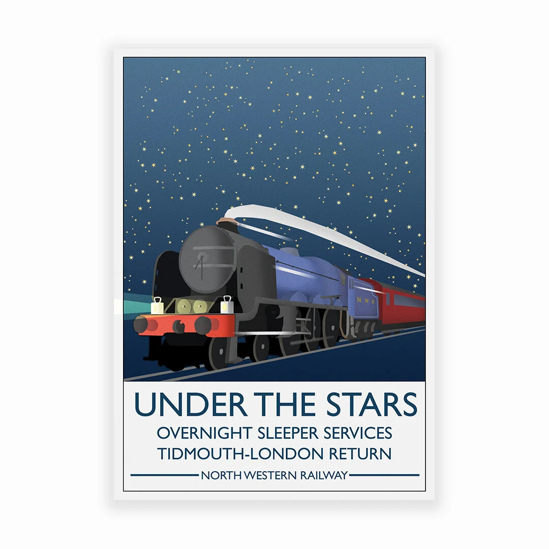 UNDER THE STARS - Art Deco style A4 Poster — RAILWAY MANIA
