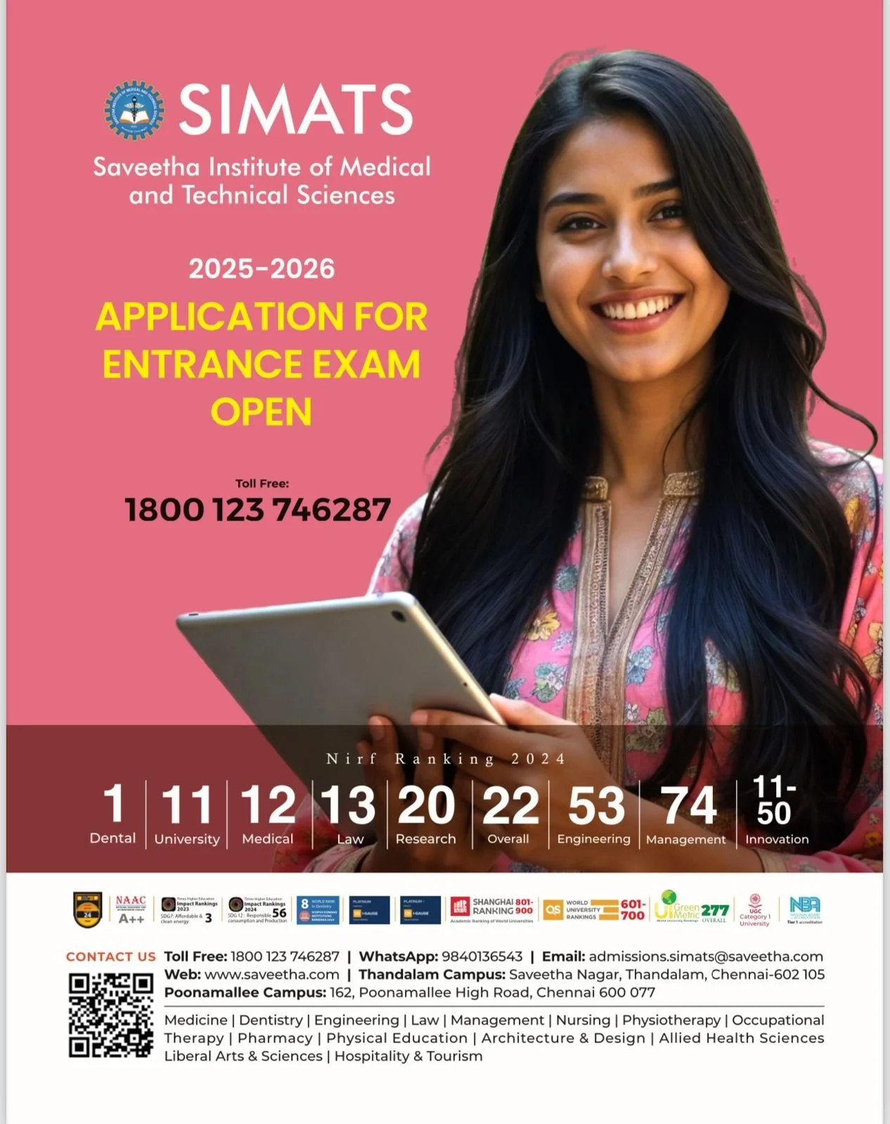 Admission — Architecture & Design @ Saveetha