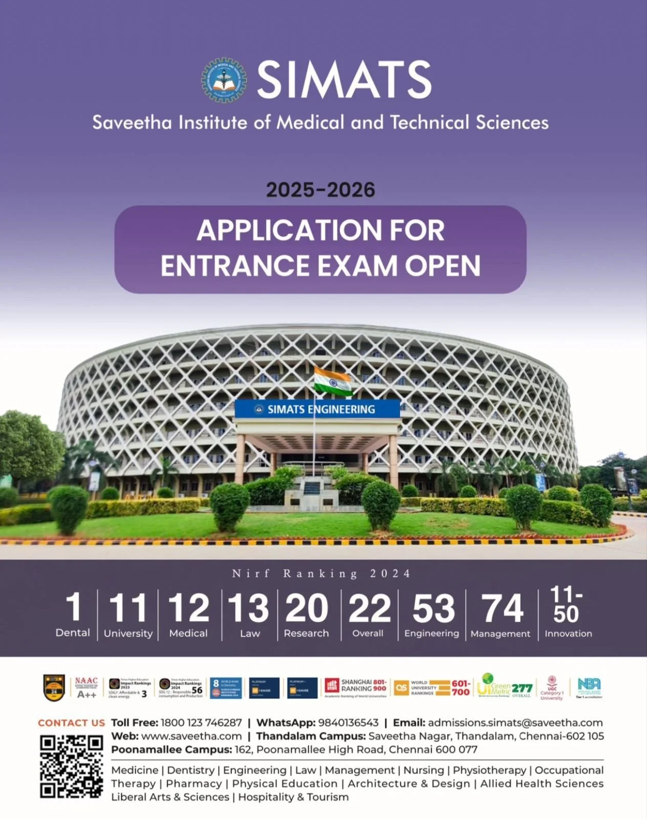 Admission — Architecture & Design @ Saveetha