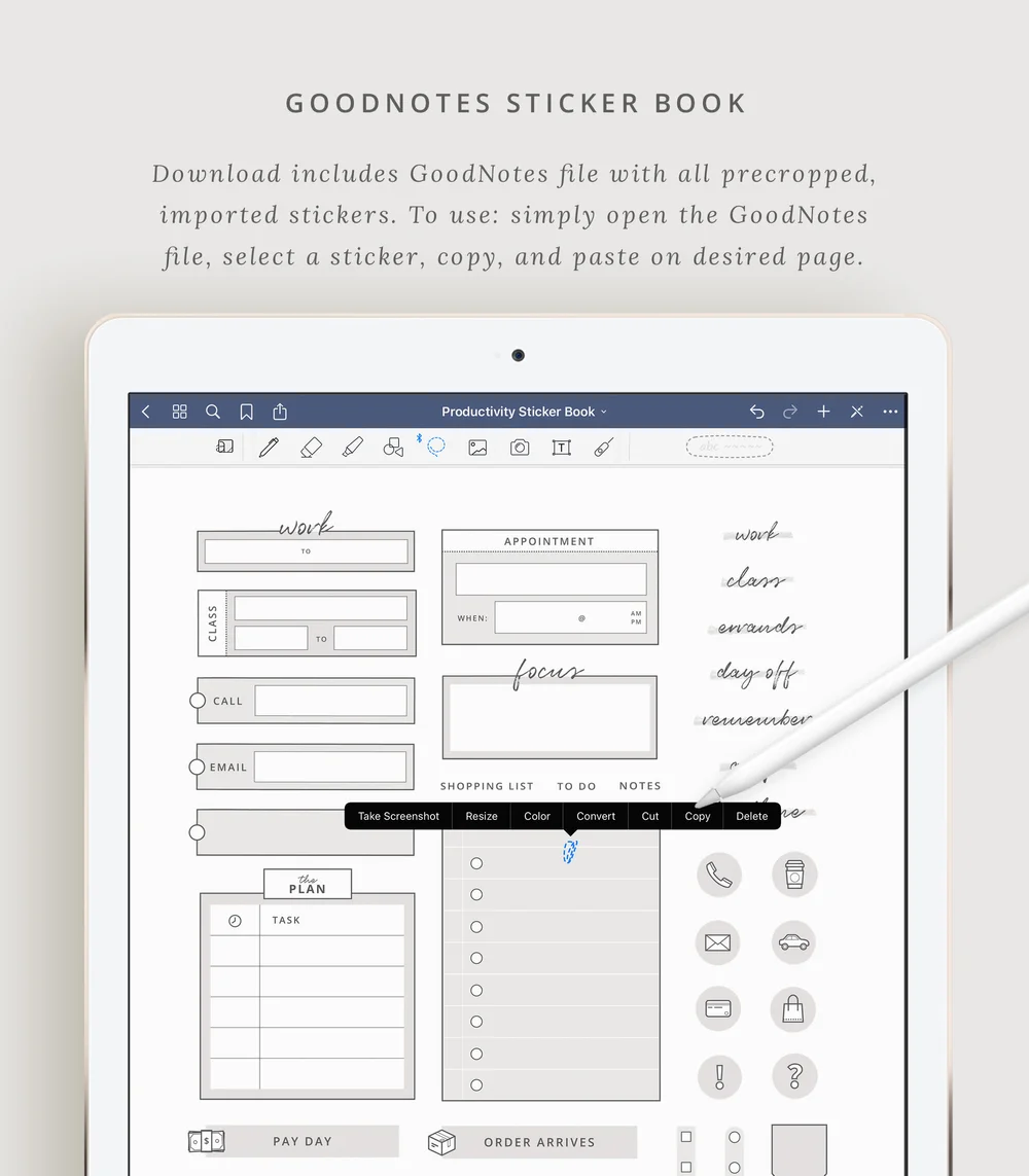 Productivity Digital Stickers — Dash Planner