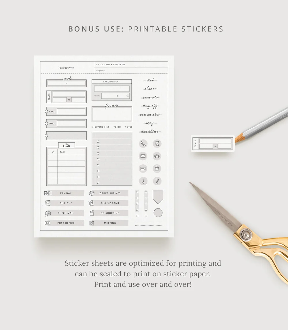 Productivity Digital Stickers — Dash Planner