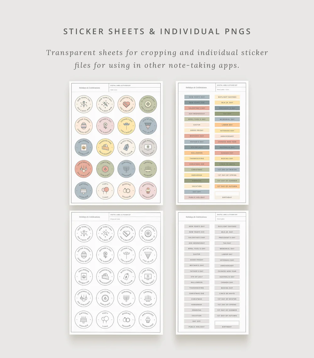 Holiday Digital Stickers — Dash Planner