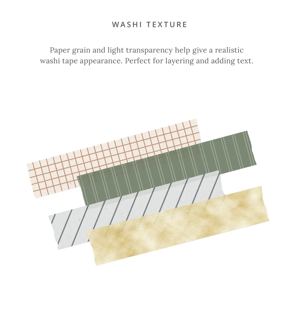 Digital Washi Tape: Green, Blue, Orange, Gold Foil — Dash Planner