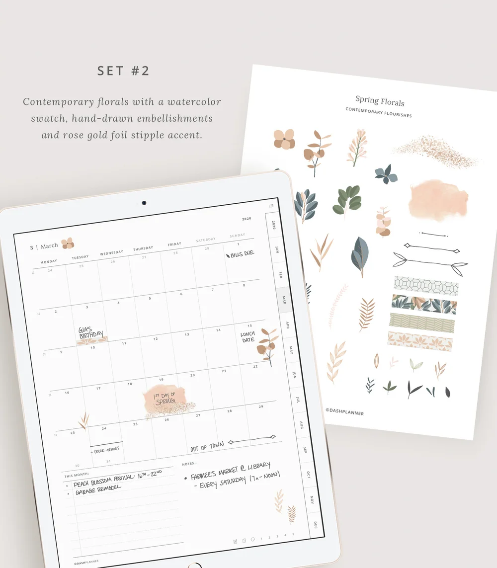 Spring Floral Digital Stickers — Dash Planner