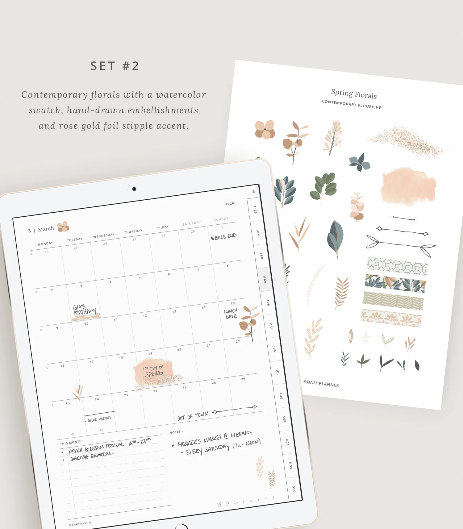 Spring Floral Digital Stickers — Dash Planner