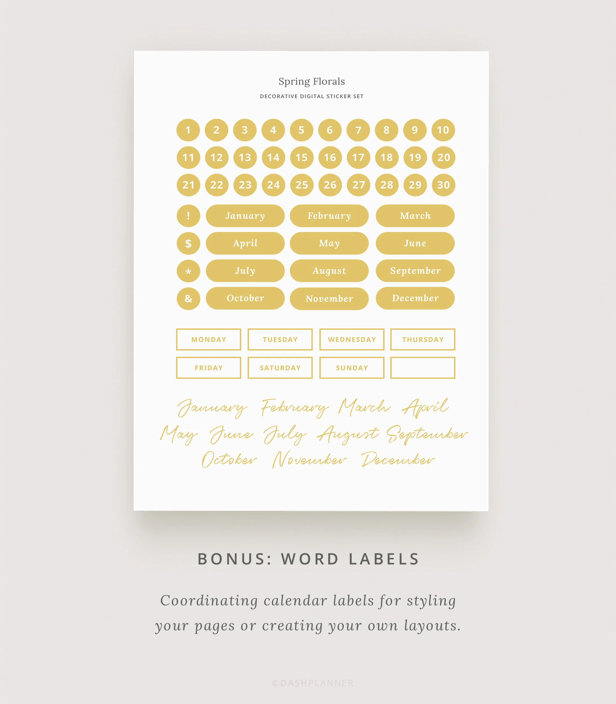 Spring Floral Digital Stickers — Dash Planner