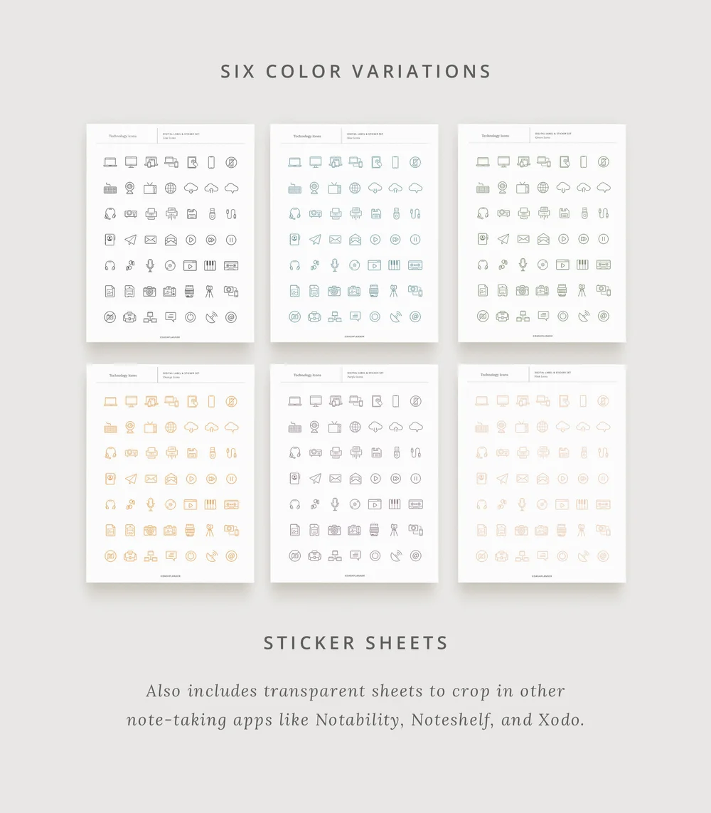 Technology Icon Digital Stickers — Dash Planner