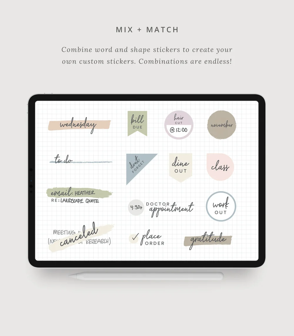 Words & Phrases Digital Stickers — Dash Planner