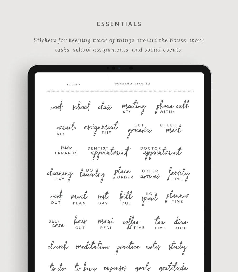 Words & Phrases Digital Stickers — Dash Planner