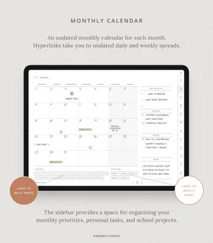 Undated Academic Digital Planner — Dash Planner