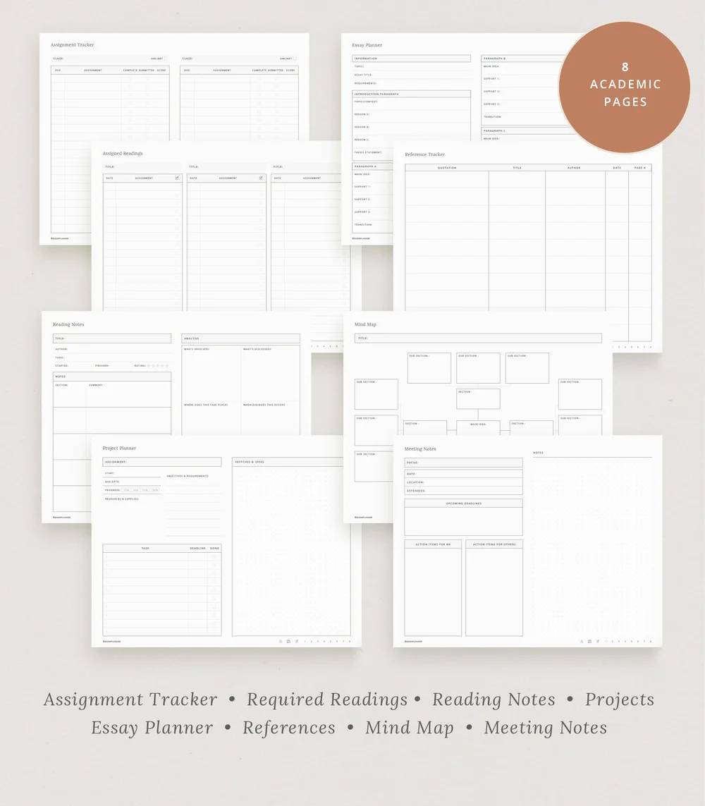 Undated Academic Digital Planner — Dash Planner