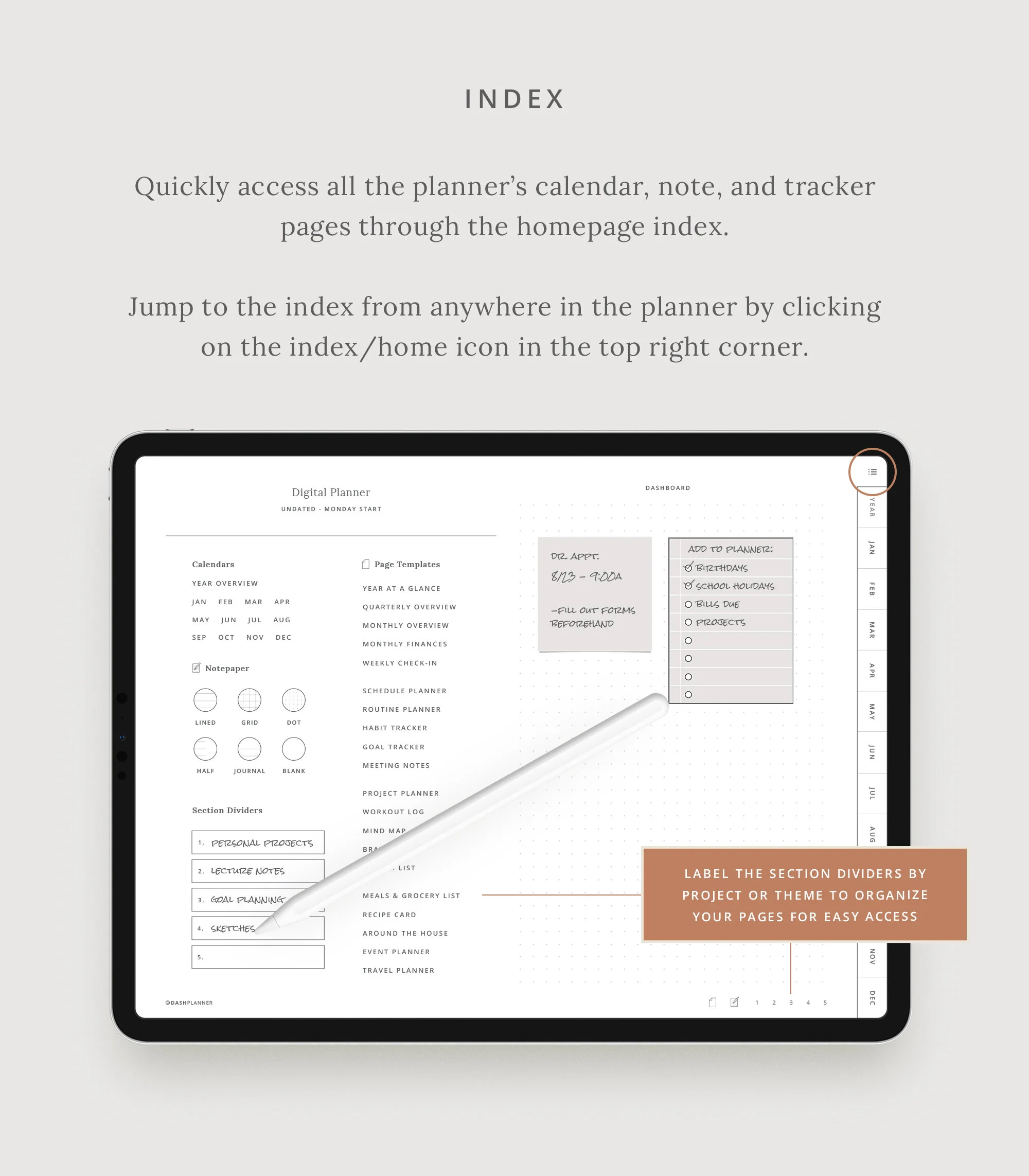 Undated Digital Planner Bundle — Dash Planner