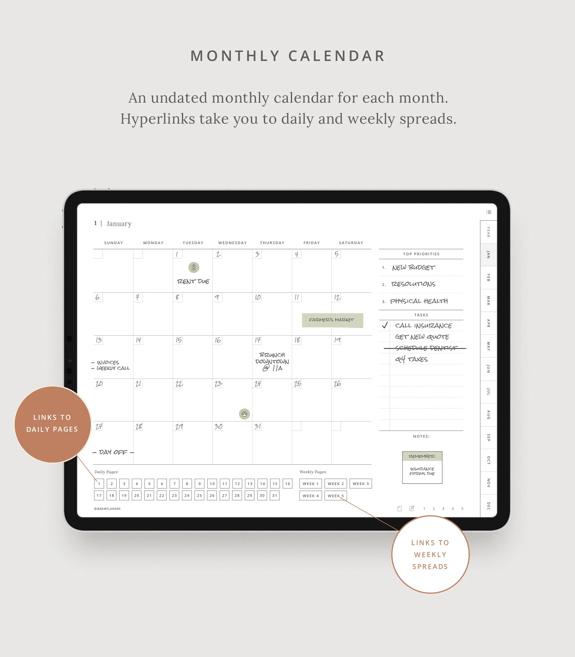 Undated Digital Planner Bundle — Dash Planner