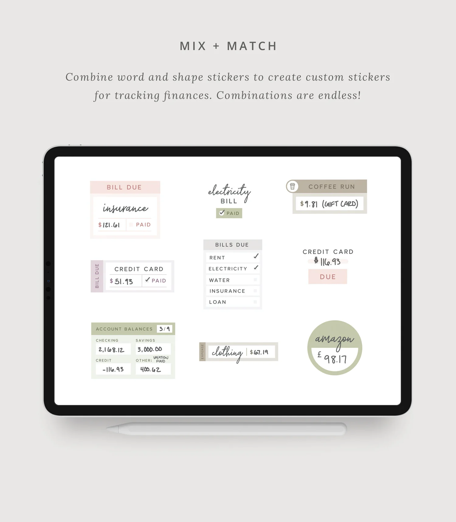 Finance & Budget Digital Stickers — Dash Planner