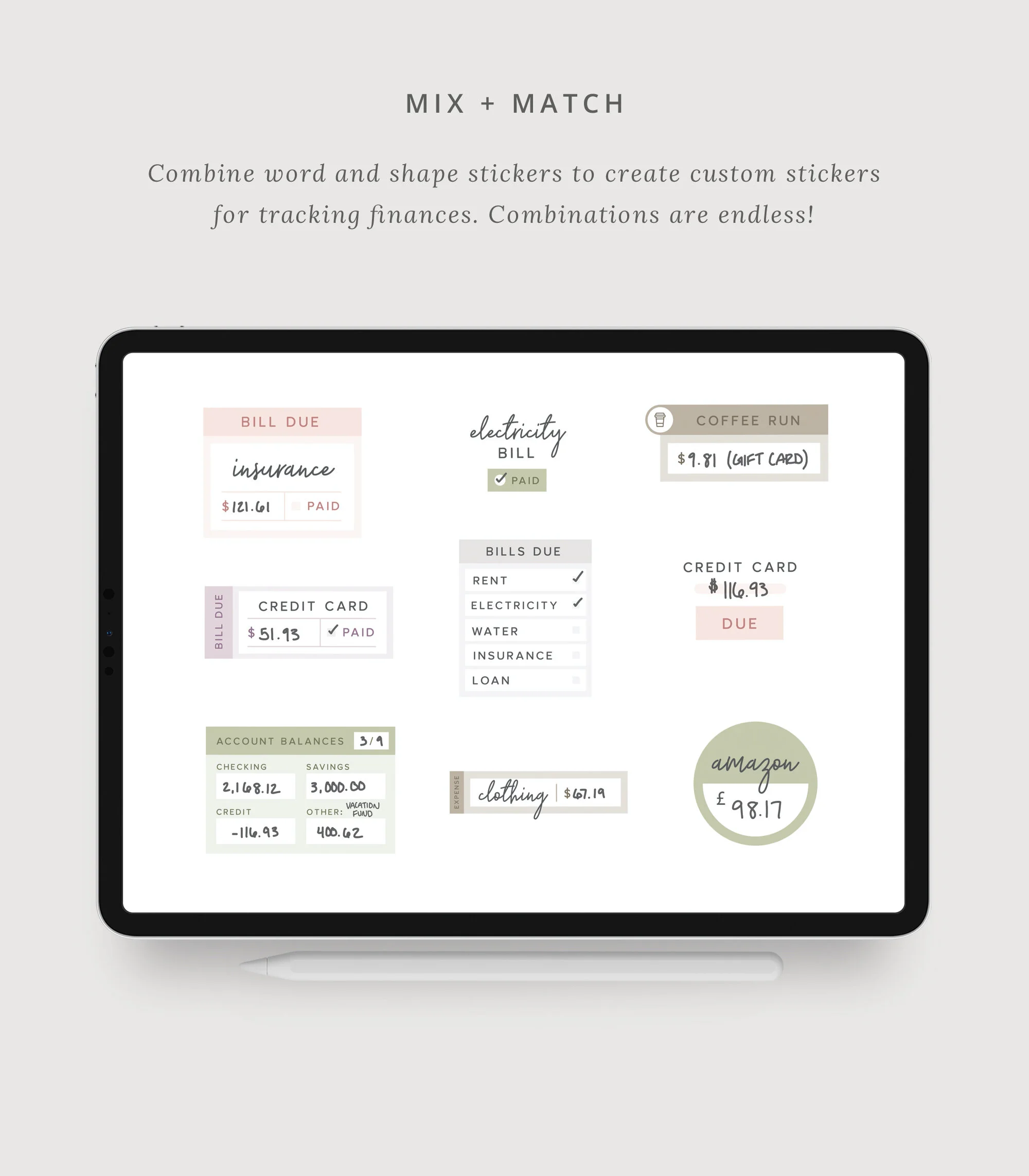 Finance & Budget Digital Stickers — Dash Planner