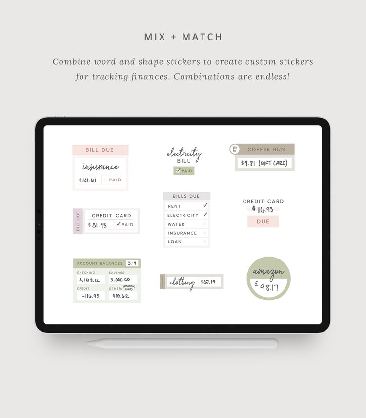 Finance & Budget Digital Stickers — Dash Planner
