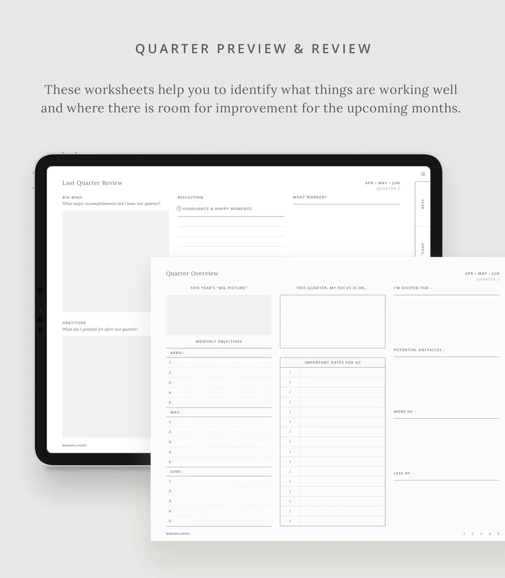 Quarterly Digital Planner - Undated for iPad — Dash Planner