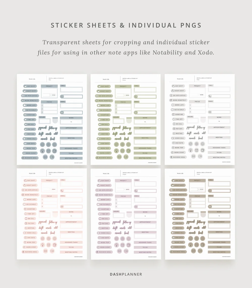 Work-Life Digital Sticker Set for iPad Planners — Dash Planner