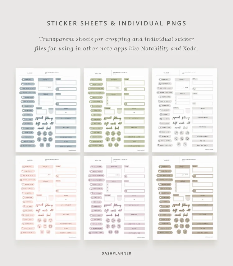 Work-Life Digital Sticker Set for iPad Planners — Dash Planner