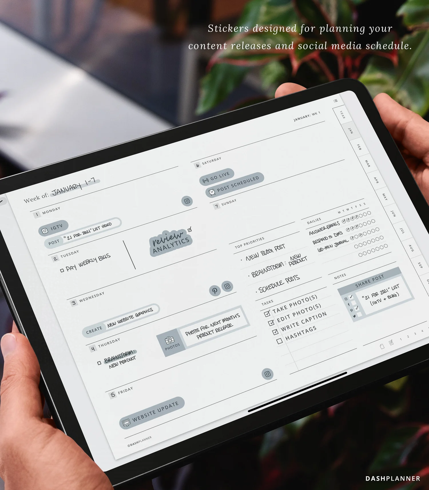Digital Stickers for Social Media Planning — Dash Planner