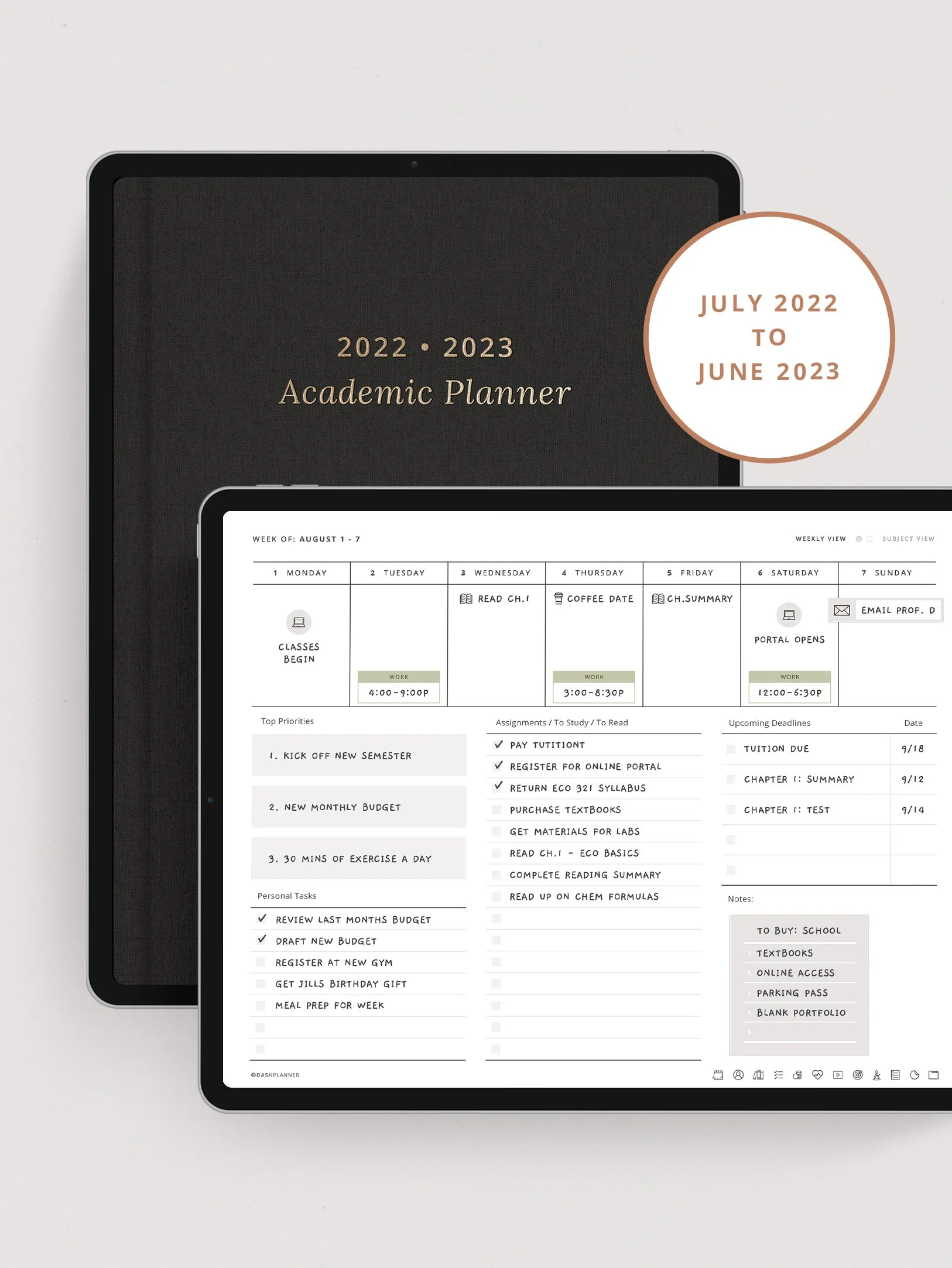 Undated Academic Digital Planner — Dash Planner