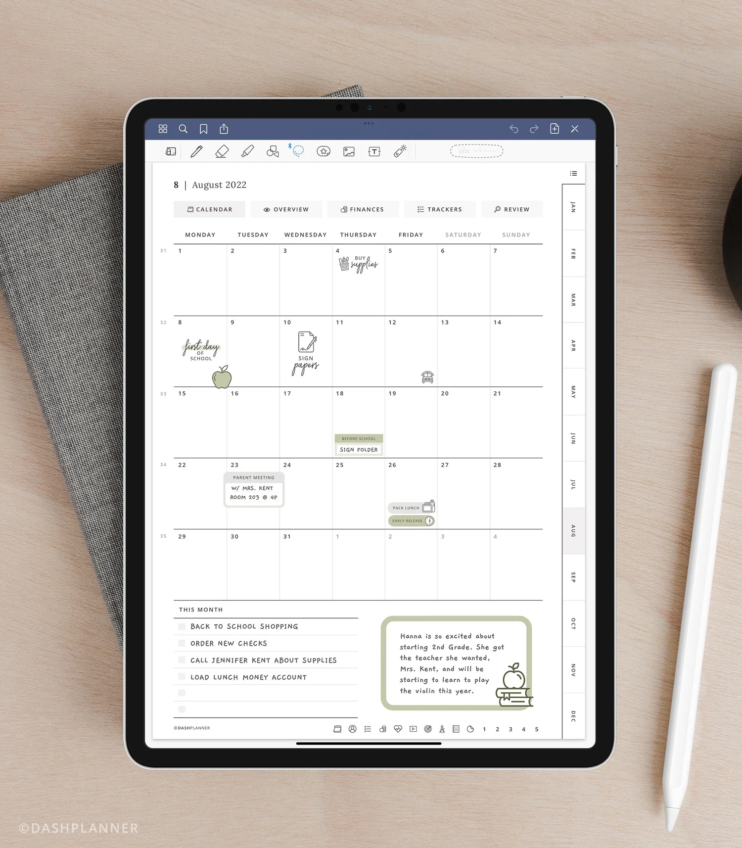 School Digital Stickers for Kids Schedules — Dash Planner
