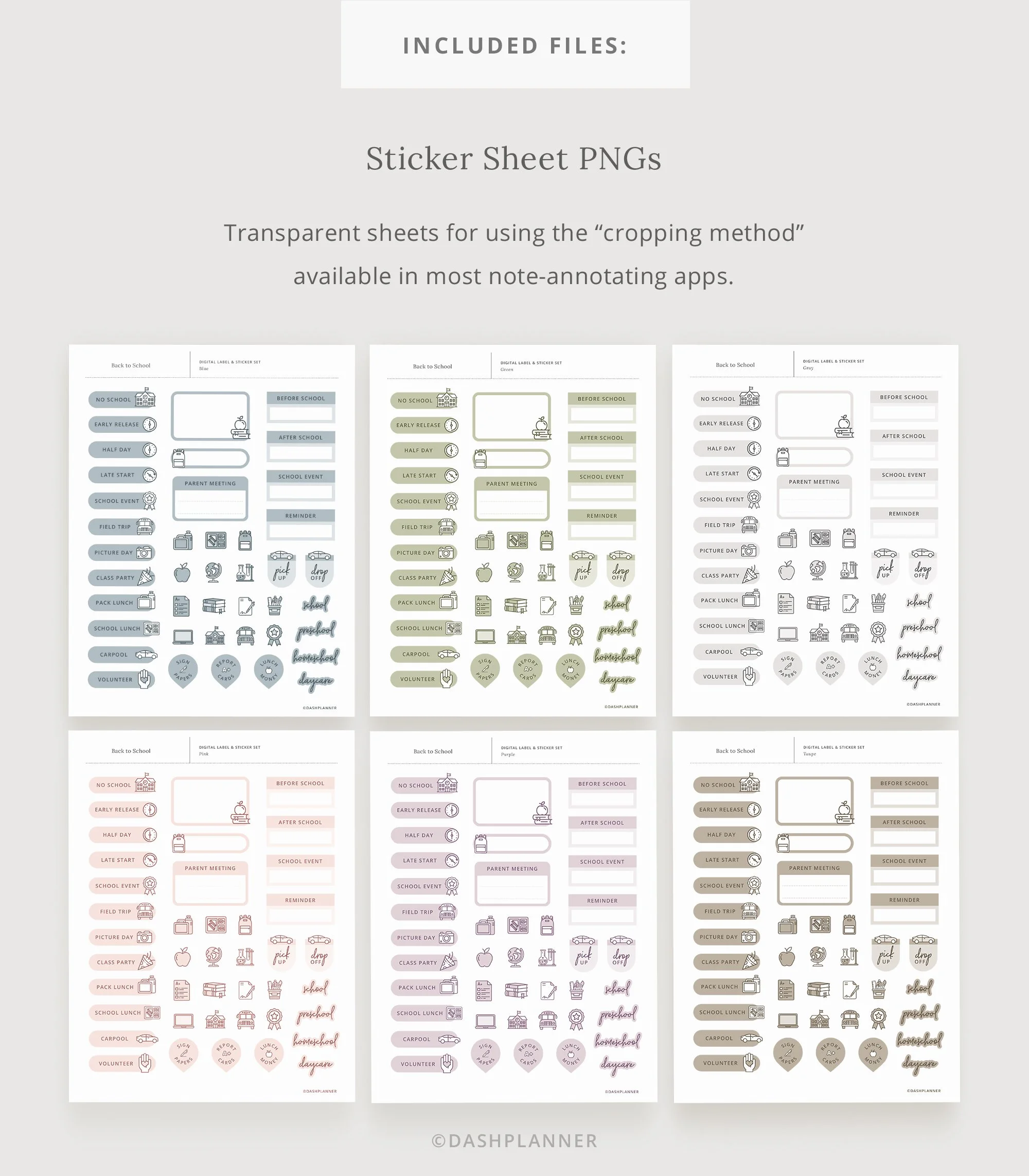 School Digital Stickers for Kids Schedules — Dash Planner