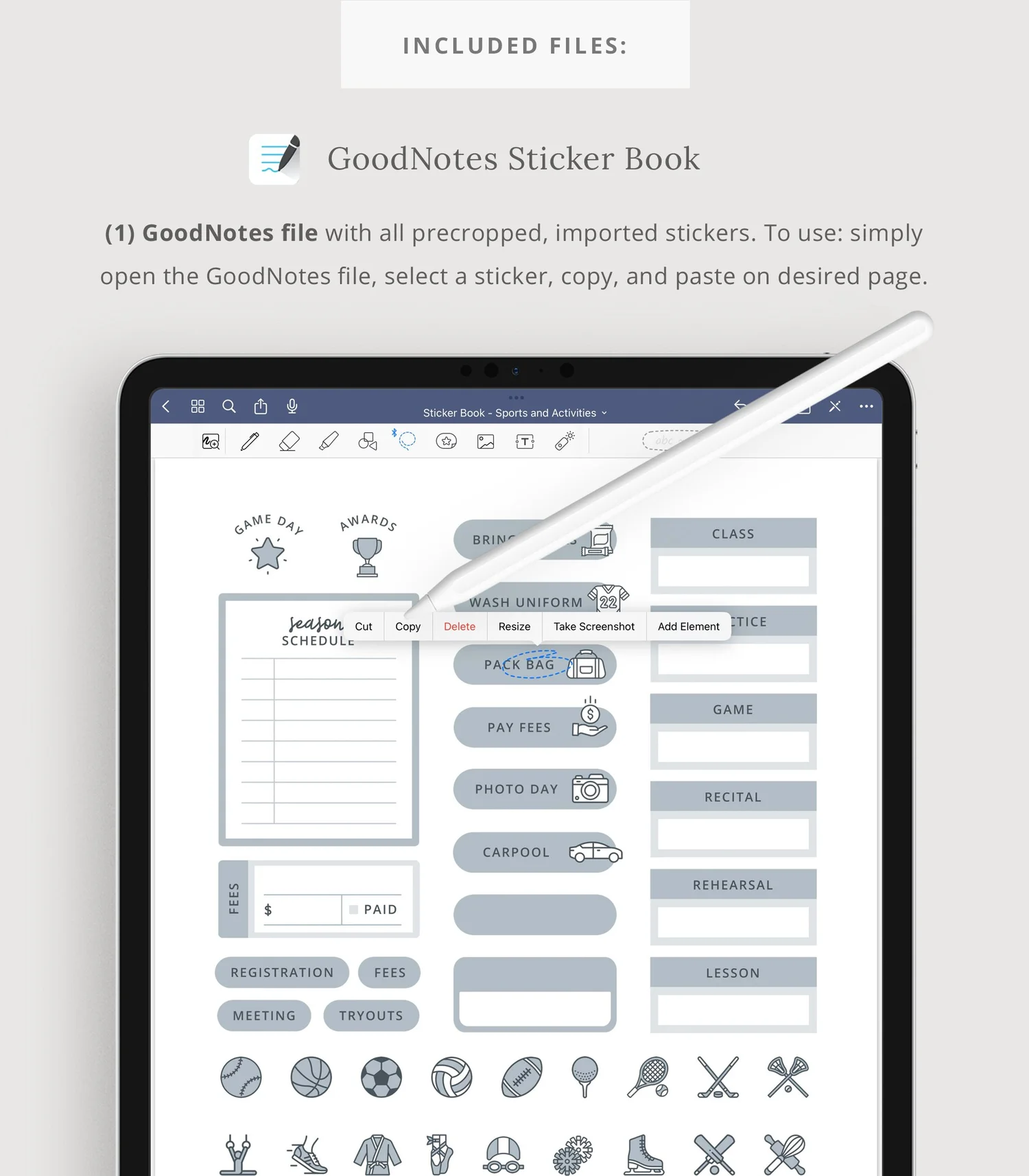 Sports & Activities Digital Sticker Set — Dash Planner