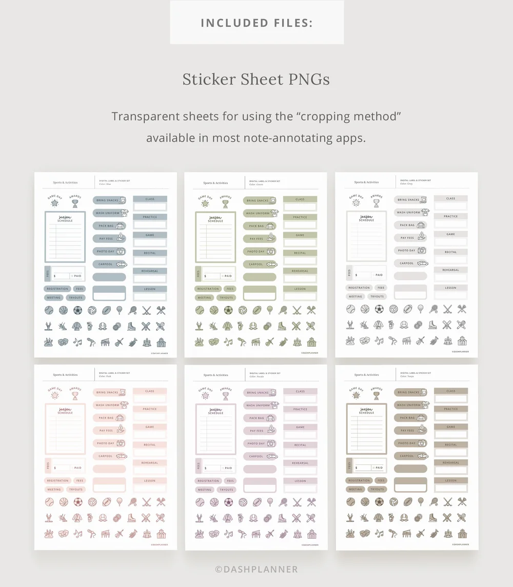 Sports & Activities Digital Sticker Set — Dash Planner
