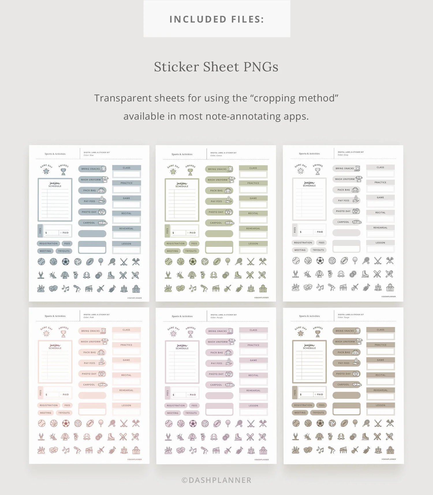 Sports & Activities Digital Sticker Set — Dash Planner