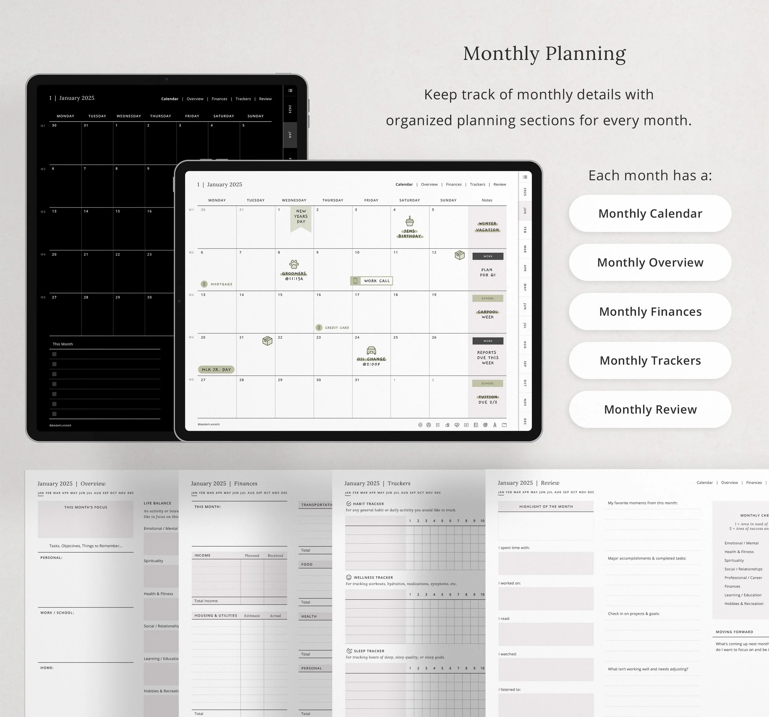 2025 Digital Planner with Calendar Links — Dash Planner