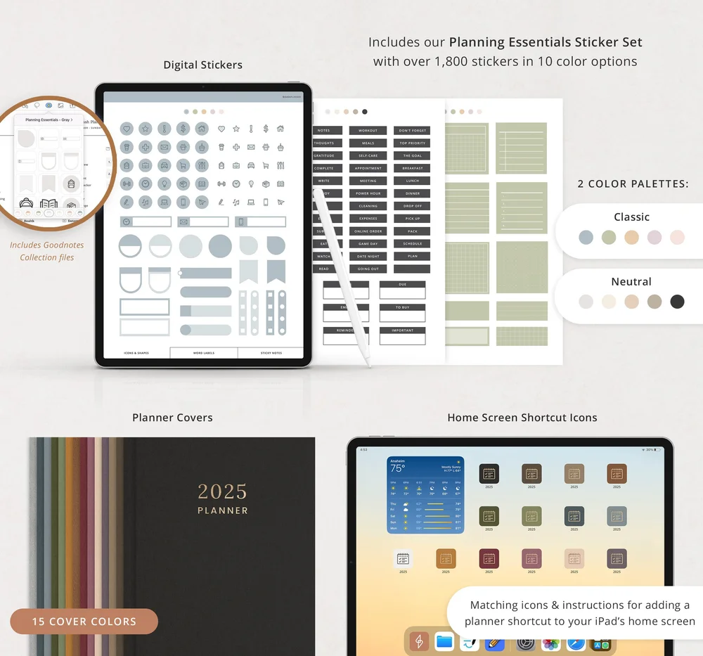 2025 Digital Planner with Calendar Links — Dash Planner